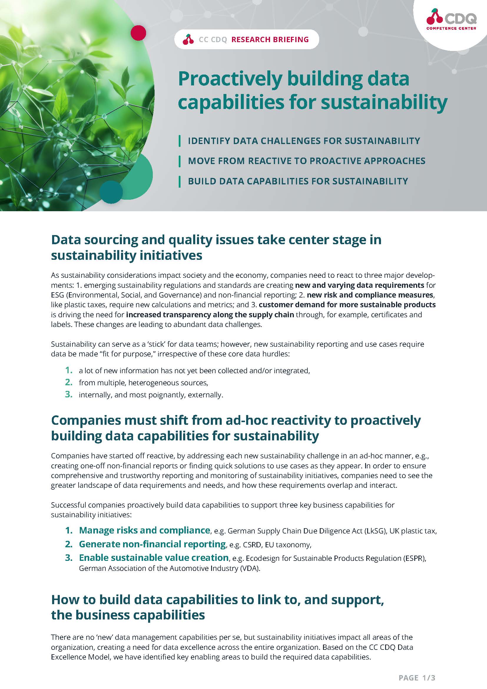 CC CDQ Research Briefing - Data capabilities for sustainability | CDQ